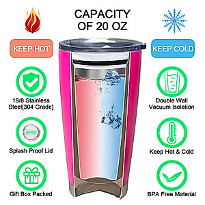 CTIGERS Funny Tumblers for Senior Citizens 20 oz Tumbler with Lid and Straw I Came I Saw Tumbler Insulated Travel Mug gifts for Grandma Grandpa Elder Mom Dad Aunt Birthday Gifts Retirement Gifts Pink