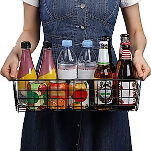 Hedume 3 Pack Metal Wire Storage Organizer Basket, 16.2" x 6.3" x 4.4" Bin Basket with Handles, Versatile Organizer for Kitchen, Pantry, Closet, Laundry Room, Cabinets, Bathroom - Black