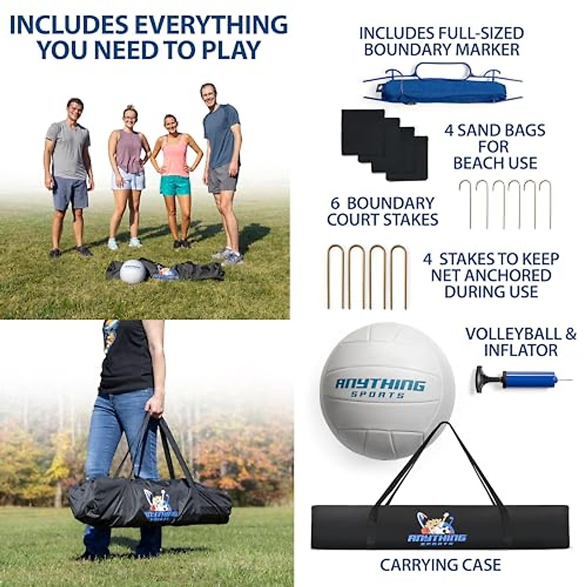 Freestanding Indoor/Outdoor Volleyball Net (32 Feet)