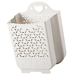 LUOZZY 2 Sets Portable Laundry Basket Collapsible Laundry Basket Wall Mount Folding Laundry Basket, White