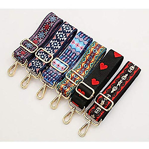 Umily Adjustable Length Handbag Purse Strap Guitar Style Multicolor Canvas Replacement Strap Crossbody Strap, No.16, Medium
