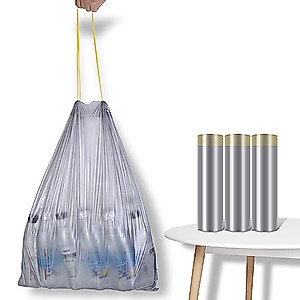 Trash Bags, Drawstring, 45 Count 8 Gallon Trash Bags/Garbage Bags, Wastebasket Liners for Bathroom Bedroom Office Trash Can