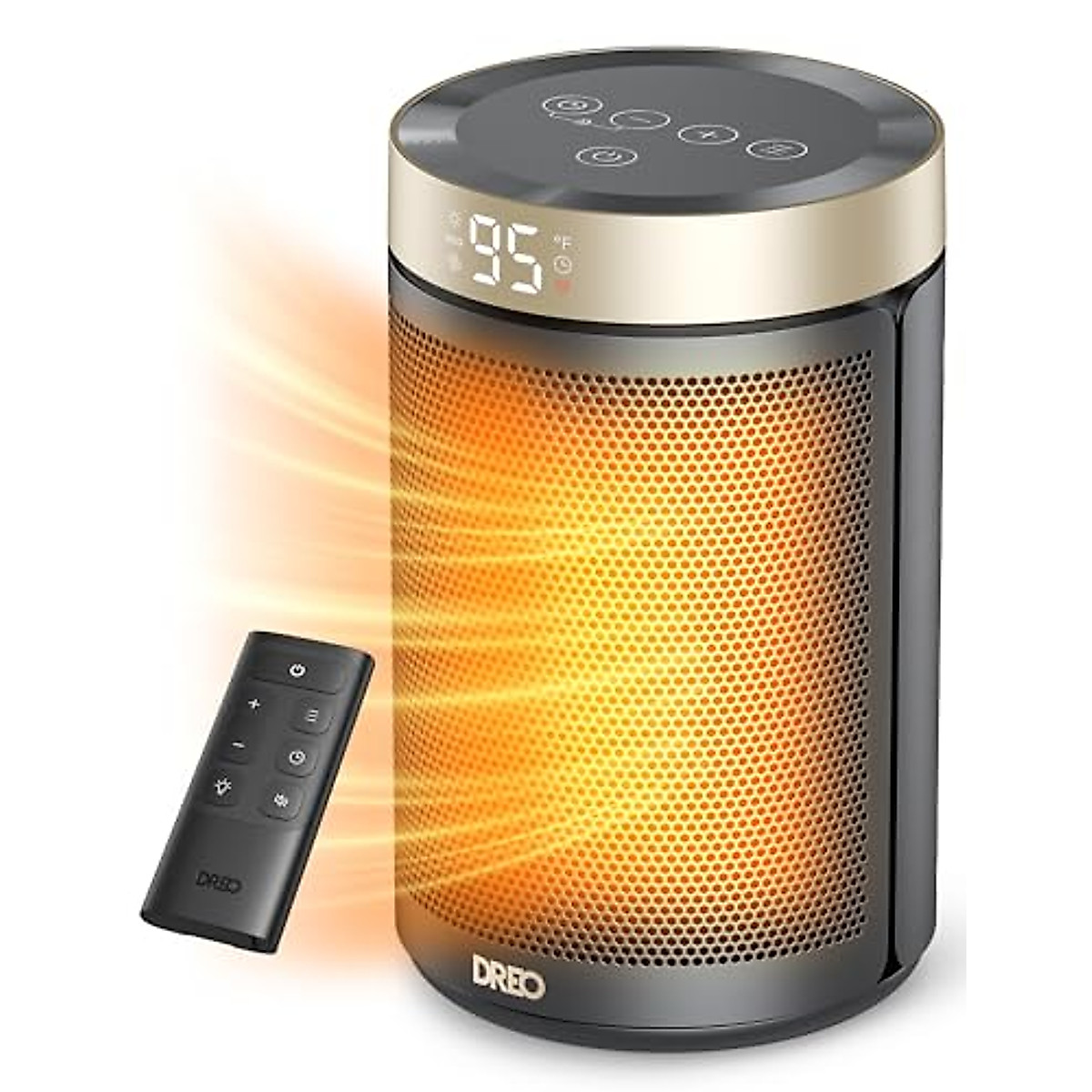 Dreo Space Heater, Portable Electric Heaters for Indoor Use with Thermostat, Digital Display, 1-12H Timer, Eco Mode and Fan Mode, 1500W PTC Ceramic Fast Safety Heat for Office Bedroom Home
