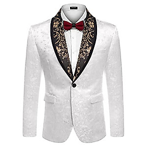 COOFANDY Men's Floral Suit Jacket Lapel Slim Fit Stylish Blazer Dress Suit Prom Party Wedding Christmas Blazer