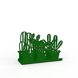 Decorelax Metal Napkin Holder for Home Kitchen Restaurant Picnic - Cactus Design Tabletop Paper Organizer Upright Tissue Dispenser (Green)