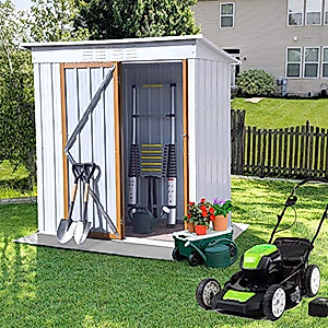 UBGO Outdoor Storage Shed,Vertical Storage Shed,Galvanized Metal Garden Shed with Lockable Doors, Tool Storage Shed for Patio Lawn Backyard Trash Cans(5 X 3 Ft)