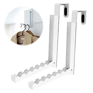Over The Door Clothes Hanger Drying Rack,2 Pack Laundry Drying Rack Wall Mount,Portable Folding Hanging Coat Hook for Clothes/Towel/Hat for Laundry Room/Bathroom/Bedroom/Washroom/Travelling,White