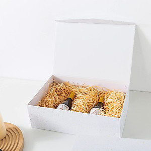 Soul & Lane Magnetic Gift Boxes with Lids (White and Gold, Pack of 2): Bridesmaid Gifts Cartons, Nesting Cardboard Christmas Boxes for Gifts, Stacking Mache Customizable Containers for Presents