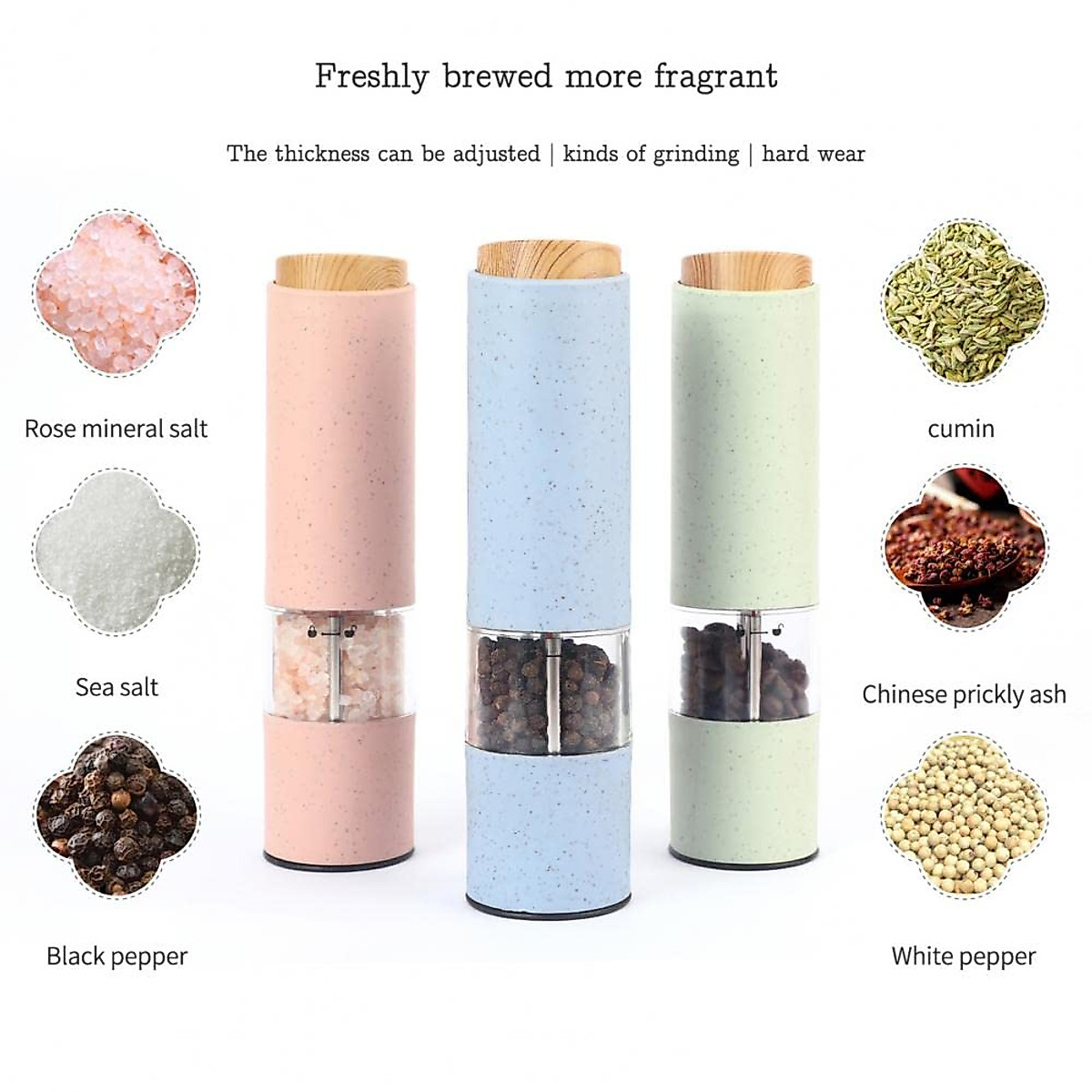 clhjinruoliu Pepper Grinder Salt and Pepper Mill Grinder Eco-Friendly Labor-Saving ABS Electric Pepper Mill Accessories for Home,Pink