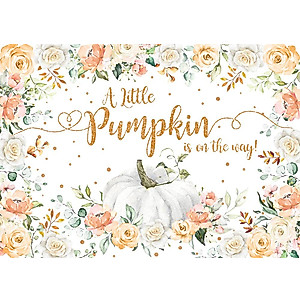 Mocsicka Fall Pumpkin Baby Shower Backdrop A Little Pumpkin is on The Way Party Decorations Neutral Welcome Baby Little Pumpkin Baby Shower Party Backdrops (Orange, 7x5ft(82''x60''))