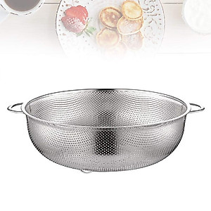 Hemoton Stainless Steel Colanders Strainers Micro- Perforated Kitchen Strainer with Handle Drain Baskets for Fruits Vegetable Cleaning Washing Mixing 16. 5cm