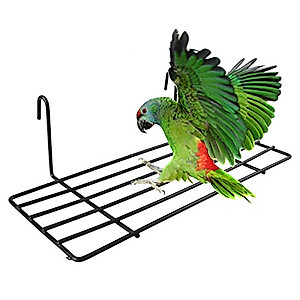 POPETPOP Bird Toys Perch Cage Platform, Parrot Perch Shelf, Wire Playstand Portable Training Playground Wire Patio Sundeck Bird Play Pen Comfy Perch for Parrot