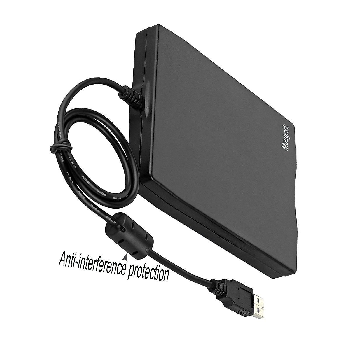 Mougerk USB Floppy Drive, 3.5" USB External Floppy Diskette Drive 1.44 MB FDD Portable USB Drive Plug and Play for Laptops Desktops and Notebooks (Black)
