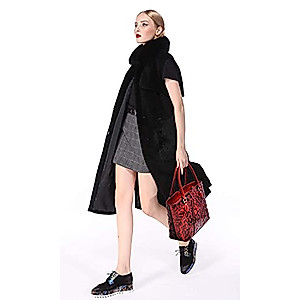 PIJUSHI Designer Handbags For Women Floral Purses Top Handle Handbags Satchel Bags Genuine Leather Wallets for Women Floral Wallet Wristlet Ladies Clutch Purses with Tassel