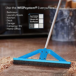 bigWISP, Lightweight Push Broom Outdoor Indoor Multi-Surface - Stiff Bristle Seal Technology and Adjustable Handle (Blue, 24")