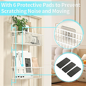 Over The Door Hooks Organizer,Door Hanger Door Storage with 2 Baskets,Over The Door Towel Rack Coat Hooks with 12 Hooks,for Bathroom,Bedroom,Kitchen,Office,Apartment(White)