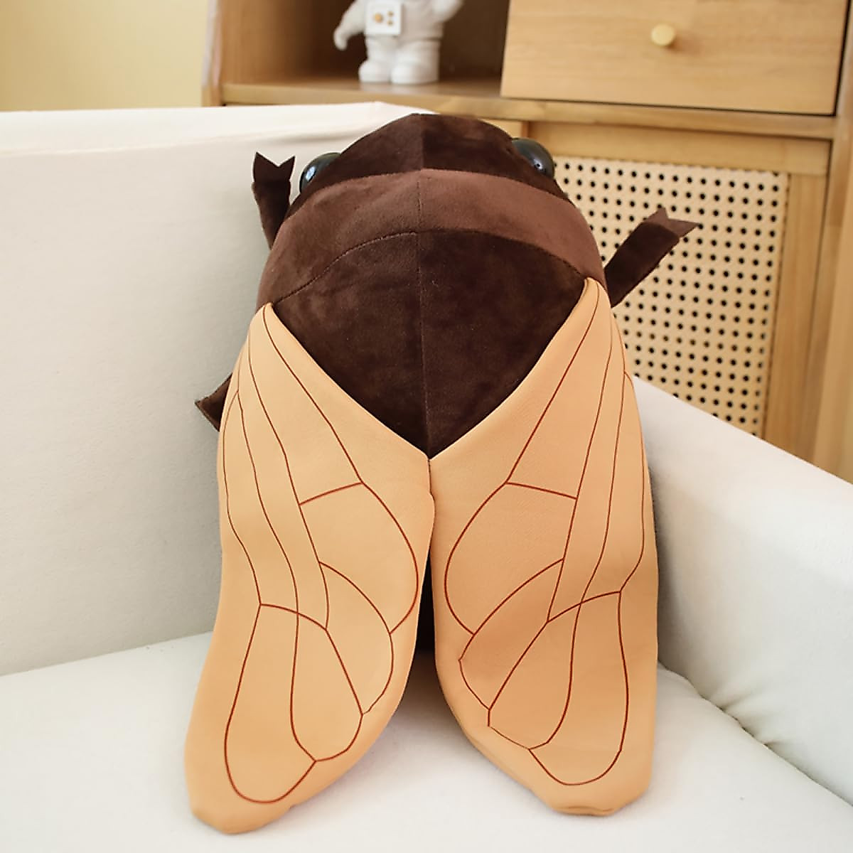 pangcangshu New Likelike Insect Plush Toys Cicada Stuffed Soft Animals Pillow Back Cushion Insect Doll Kids Toys Girls Boys Easter, Thanksgiving, Christmas, New Year's Gifts(Brown,48cm/18.9 inch)