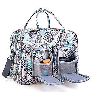 Teamoy Sewing Machine Carrying Case, Sewing Machine Tote with Bottom Wooden Board Pad for Most Standard Sewing Machines and Accessories, Dandelion