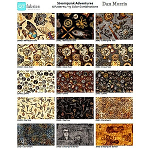 Quilting Treasures Steampunk Adventures Steampunk Blender, Fabric by The Yard (Gray)