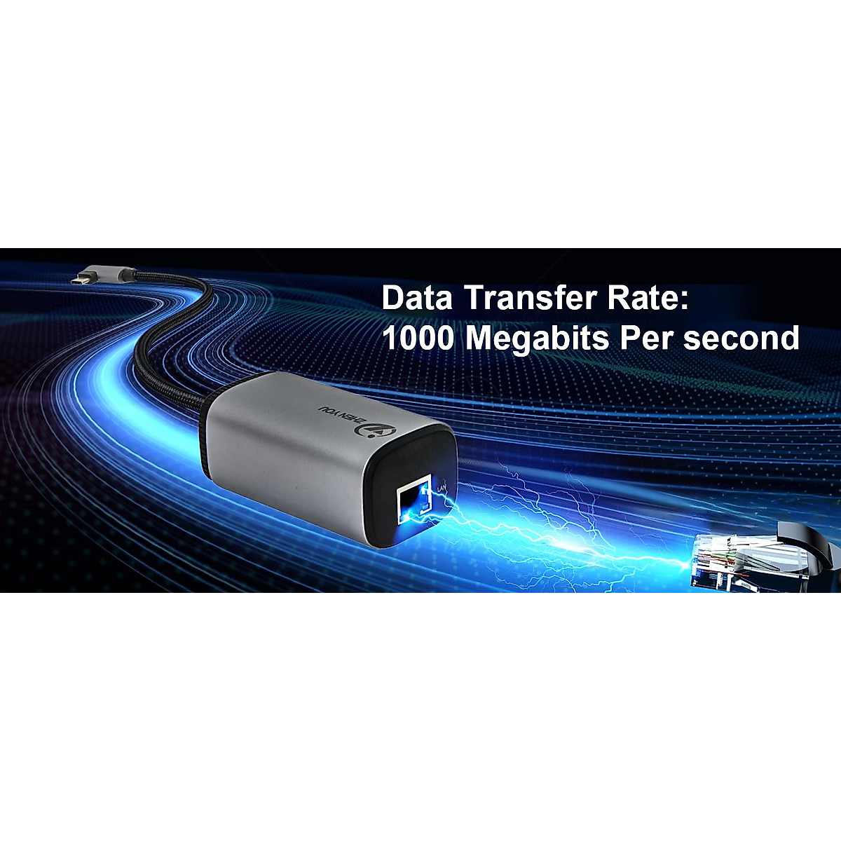 NP Type-C to Gigabit PoE Converter, POE Ethernet Adapter gigabit RJ45 to Type C 1000Mbps Converter