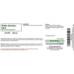 ALDON Innovating Science 9.00 pH Standard Buffer Solution, 500mL – Excellent for Chemistry & Biochemistry Experiments - The Curated Chemical Collection