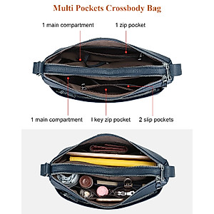 Over Earth Crossbody Bags for Women Genuine Leather Purses and Handbags Ladies Shoulder Bag Message Bag(O155E Indigo Blue)