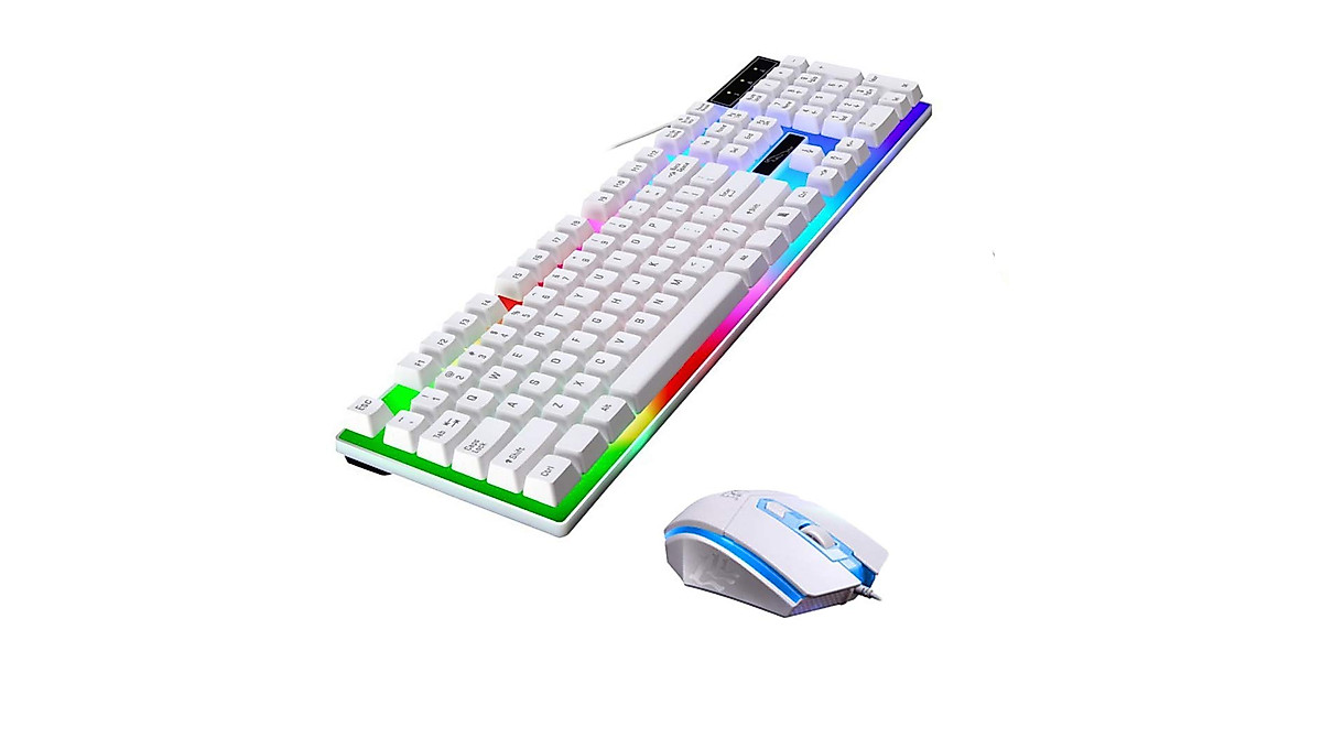 Gaming Mechanical Keyboard with LED Backlight - White USB Wired Keyboard
