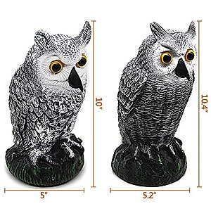 Hausse 2 Pack Fake Horned Owl | 3 Pack Bird Spiral Reflectors Silver Mylar Spinner
