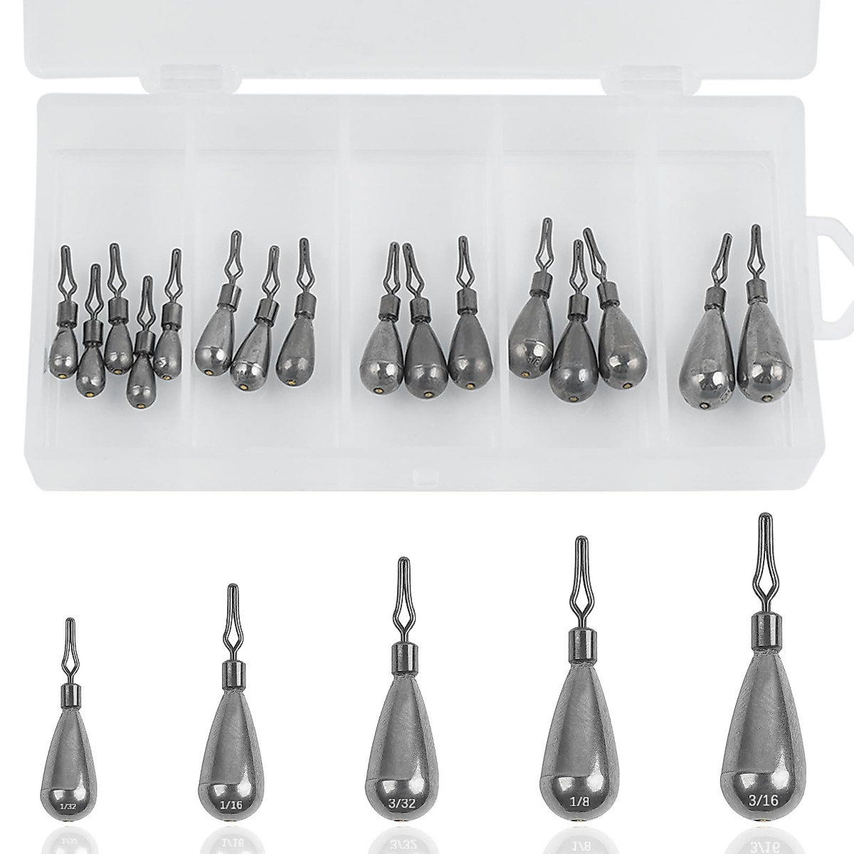 Tungsten Drop Shot Weights Fishing Weights Sinkers kit Tungsten Fishing Sinkers Swivels for Drop Shot Rig Bass Freshwater Saltwater Tackle Box