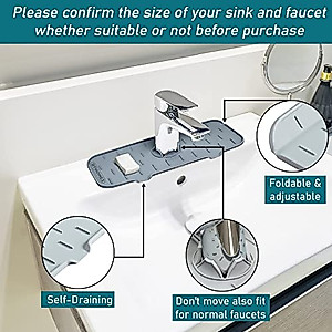 DTHOME3 Silicone Faucet Handle Drip Catcher Tray Stop Water Pooling Up Behind Sink, Kitchen Faucet Sink Splash Guard, Sink Draining Mat Behind Faucet, Drip Protector Splash Drying Countertop(Grey)