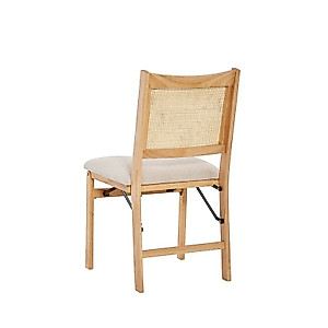 Powell Furniture Linon Lorna Rattan Cane Wood Folding Dining Side Chair in Beige