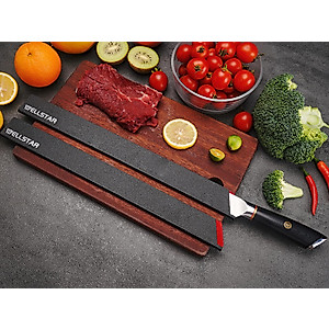 WELLSTAR Knife Edge Guards Set, 2 Piece 14 Inch Universal Blade Covers, BPA Free ABS Protective Long Blade Sheaths, Non-Scratch Felt Lining Brisket Knives Covers (Knives not included)