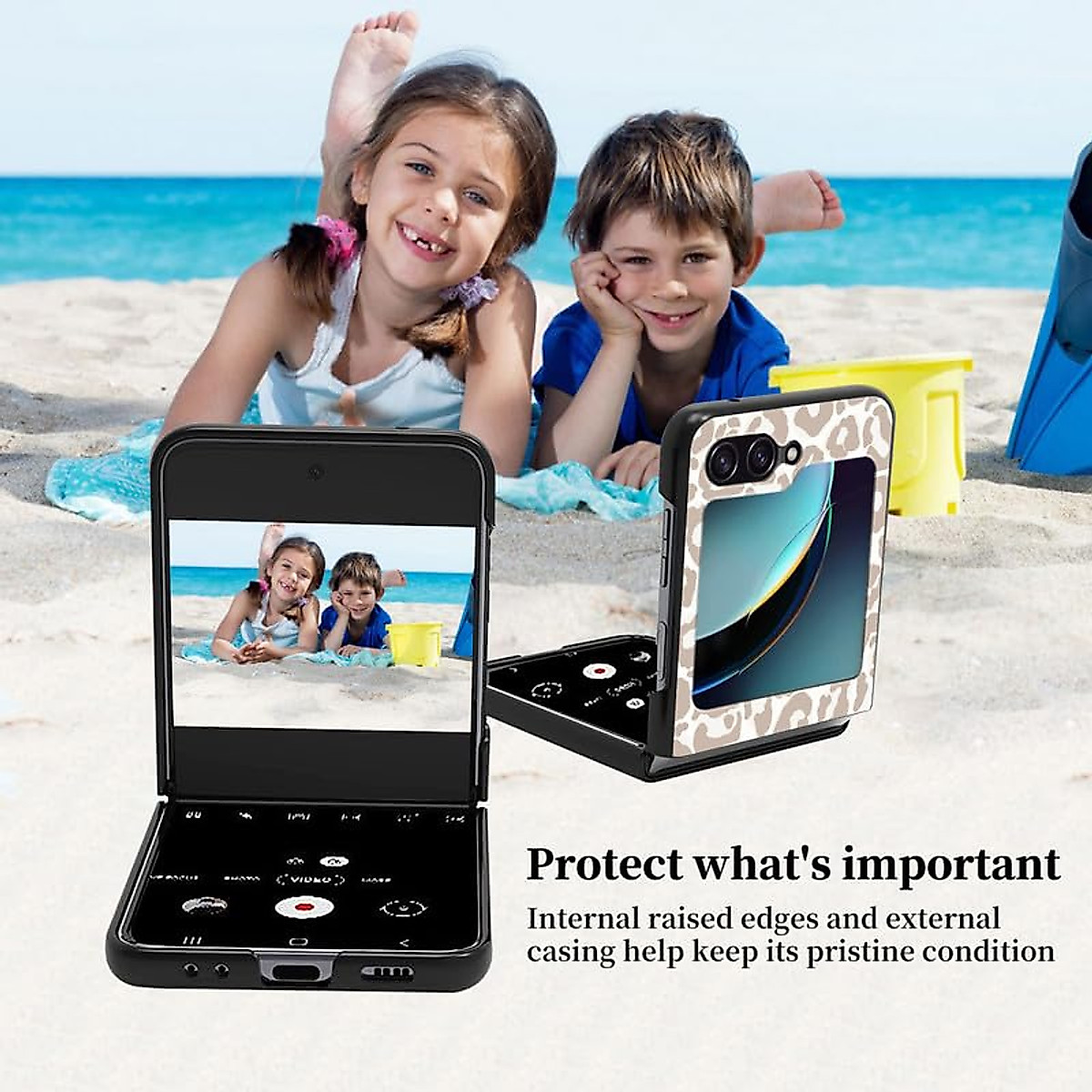 FUYOCWE for Samsung Galaxy Z Flip 5 Case,Leopard Cheetah Print Pattern Cover for Women Men, Slim Fit Lightweight PU Leather Hard PC Folding Phone Case for Samsung Galaxy Z Flip 5 5G 2023