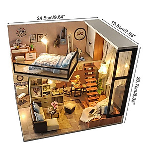 UniHobby DIY Dollhouse Kit with Dust Proof Cover 1:24 Scale Wooden Toy Gift