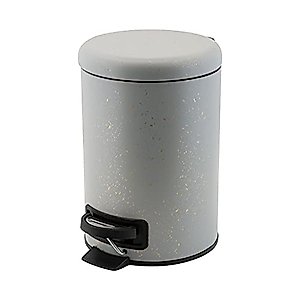 Elle Décor Step Bin with Lid Trash Can | Dimensions: 8.7"x 6.7"x 9.8" | 3 Liter | Speckled Design | Bathroom Accessories | Easy Open and Close | Grey