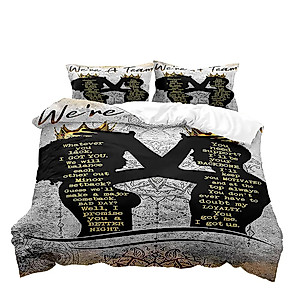 VIVIHOME 3PCS African American Bedding Sets, King Duvet Cover, Black King Melanin Queen Bed Set, Quilt Comforter Cover, Bedroom Decor for Couples Gifts, We're A Team, 2 Pillow Shams