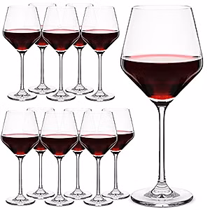 Btat- Wine Glass Set, Set of 12, 15 oz, Wine Glasses with Stem, Long Stem Wine Glasses, Crystal Wine Glasses, Red Wine Glasses, White Wine Glasses, Stemmed Wine Glasses