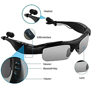 TOPEPOP Wireless Sunglasses Smart Glasses Music Sunglasses for Men Women Sport Outdoor Stereo Headphones Handsfree Headset Compatible with IOS iPhone Android Cell Phones Smartphones Tablets PC