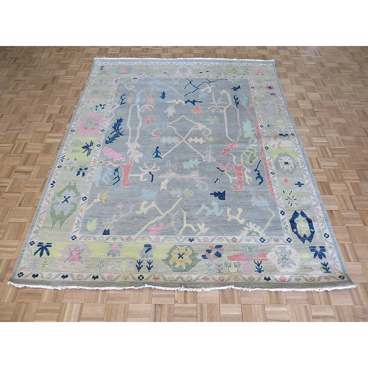 8 x 10 Hand Knotted Gray Turkish Oushak Oriental Rug G14233