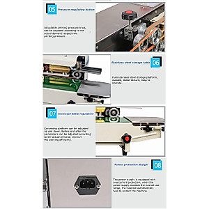 TECHTONGDA FR-770 Continuous Sealing Machine Vertical & Horizontal Automatic Band Sealer with Digital Thermostat for Plastic Poly Bag PVC Membrane Bags Film 110V