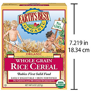 Earth's Best Organic Infant Cereal, Whole Grain Rice, 8 oz. Box