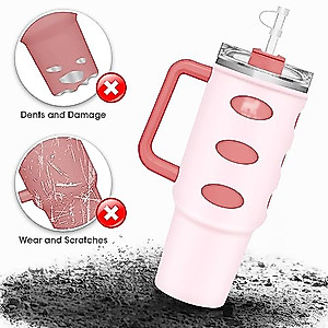 Winceed Silicone Sleeve for Stanley Quencher H2.0 30oz Tumbler with Handle, Protective Stanley Water Bottle Sleeve, Reusable Boot Cover for Stanley Cup (30oz, Rose Quartz)
