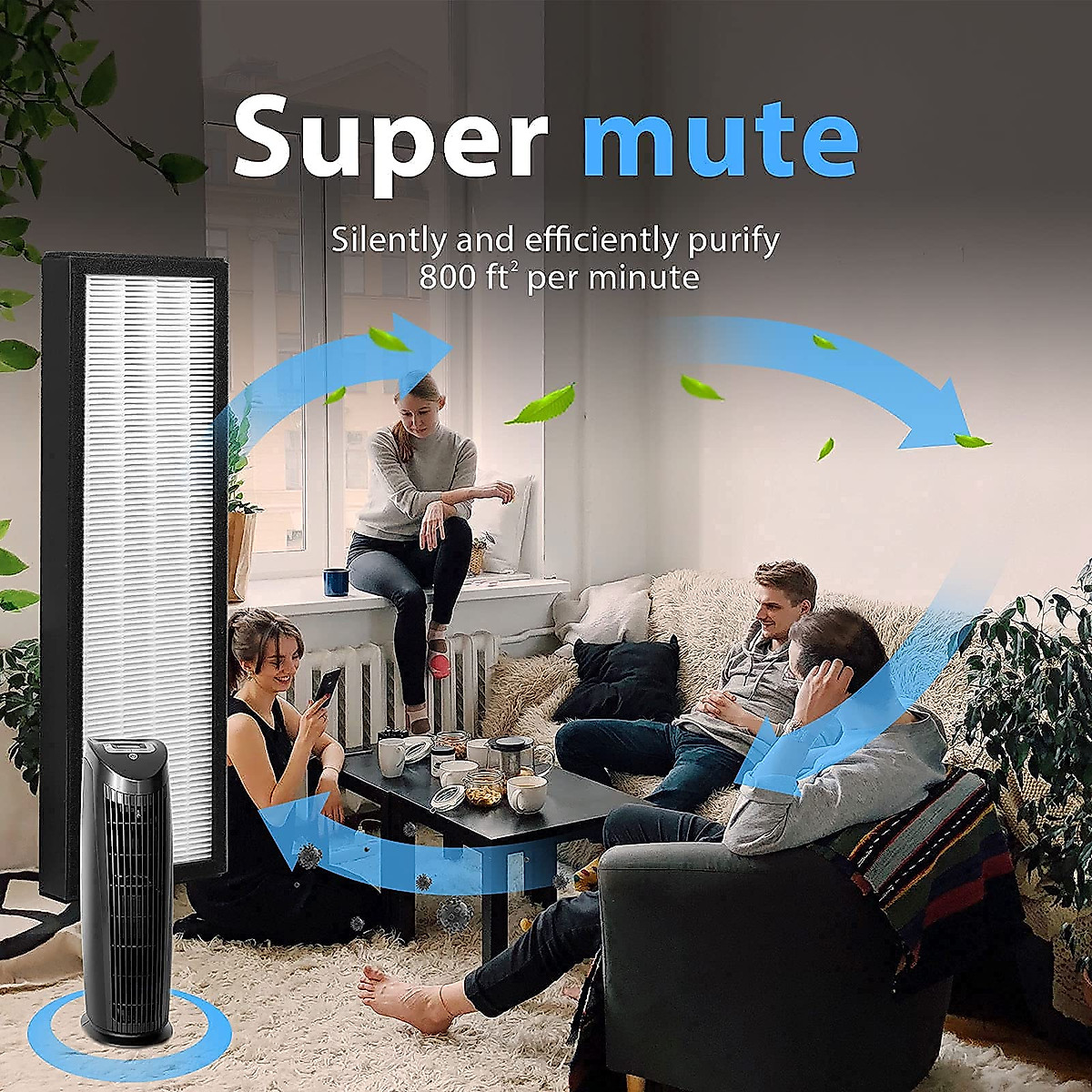 VALZONE 2 Pack TF60 True HEPA Replacement Filter Compatible with T500 Air Purifier with 4 Extra Carbon Pre-Filters