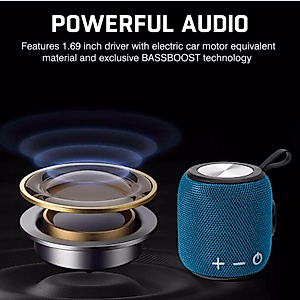 Bluetooth Speaker: Powerful Stereo Sound, IPX7 Waterproof, True Wireless Stereo Pairing, Portable Design, Latest Bluetooth V5.2 - Perfect for Samsung Galaxy S7 (USA), Beach, Home, Parties- Blue