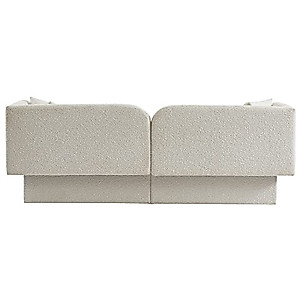 Meridian Furniture 616Cream-S Marcel Collection Modern | Contemporary Sofa with Rich Cream Boucle Fabric, Curved Back, 91" W x 28" D x 32.5" H, Cream