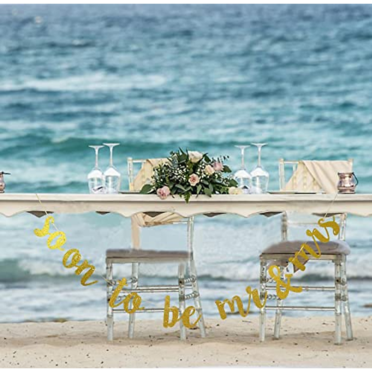 YaFeiDa Soon to Be Mr&Mrs Banner Future Mr & Mrs Banner for Engagement Bridal Shower Bride and Groom Party Decorations Pre-Strung Sign (Gold),SKA-NB018