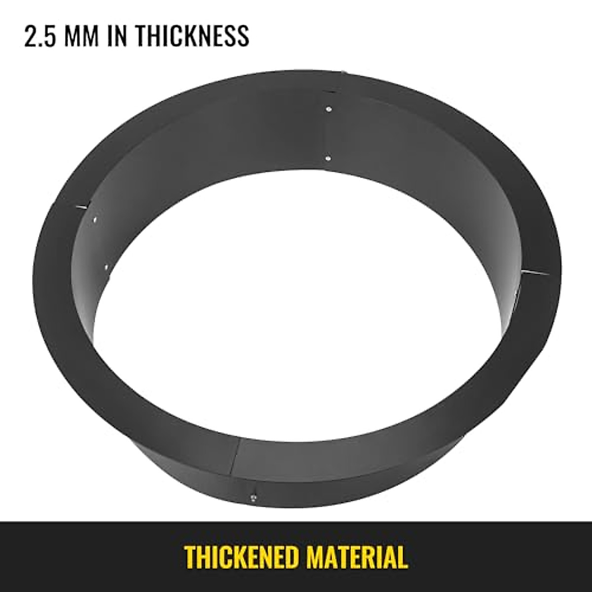 VBENLEM Fire Pit Ring 36-Inch Outer/30-Inch Inner Diameter, 10inch Height Fire Pit Insert 2.5mm Thick Heavy Duty Solid Steel, Fire Pit Liner DIY Campfire Ring Above or In-Ground for Outdoor