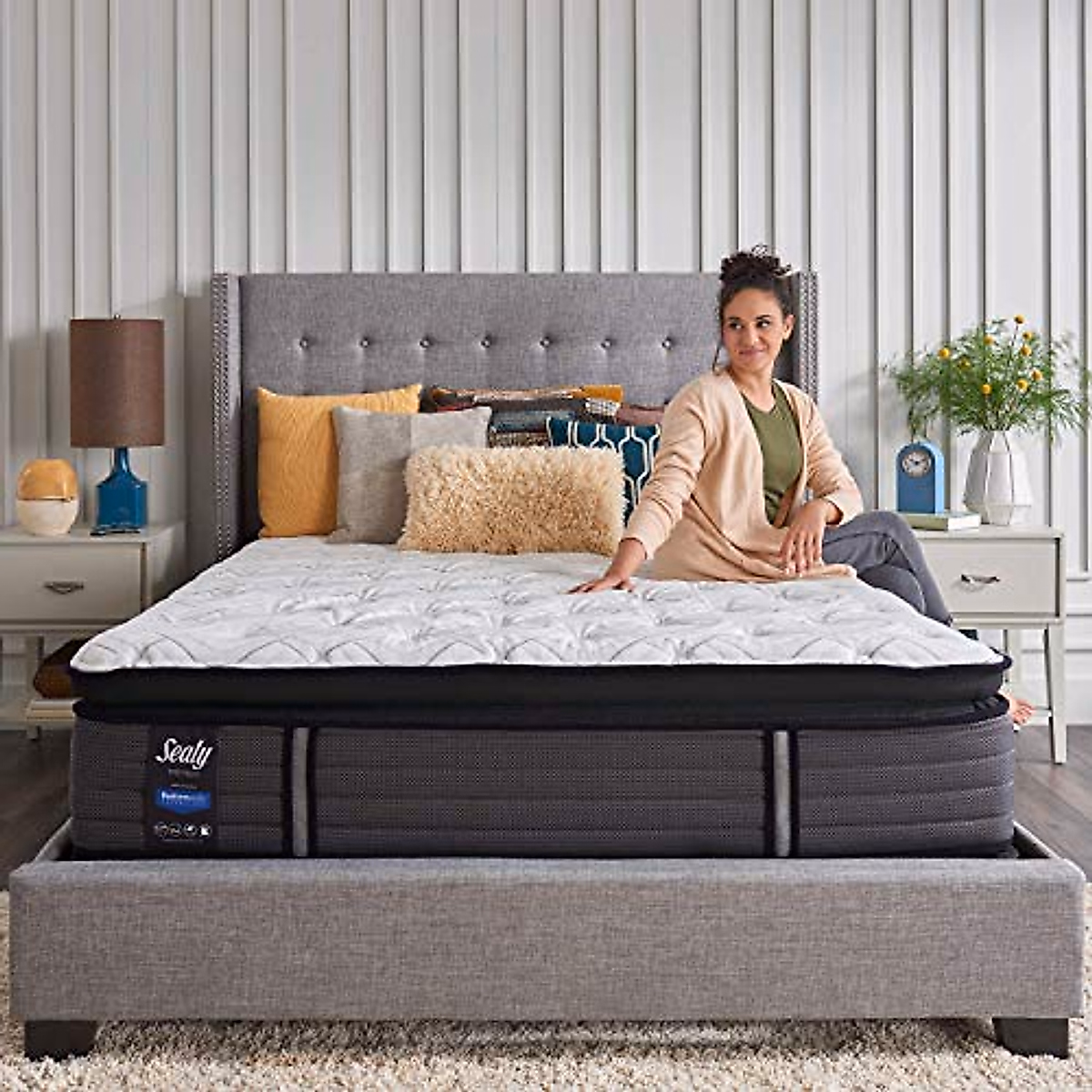Sealy Response Premium 14-Inch Cushion Firm Euro Pillow Top Mattress, Queen, Made in USA, 10 Year Warranty