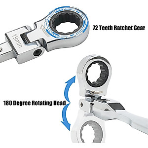 LSLANSOON 20 Pcs Flex Head Ratchet Wrench Set, 8mm-19mm Changeable Torx Head Wrench Ratchet Screwdriver Multi Tool Set with Case