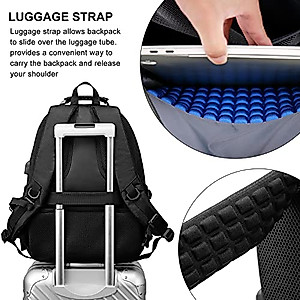 aocrin YH&GS Laptop Backpack, Business Travel Laptops Backpackfor for Men Women, Work Laptop Backpack Fits 15.6 Inch with USB Charging Port, Black